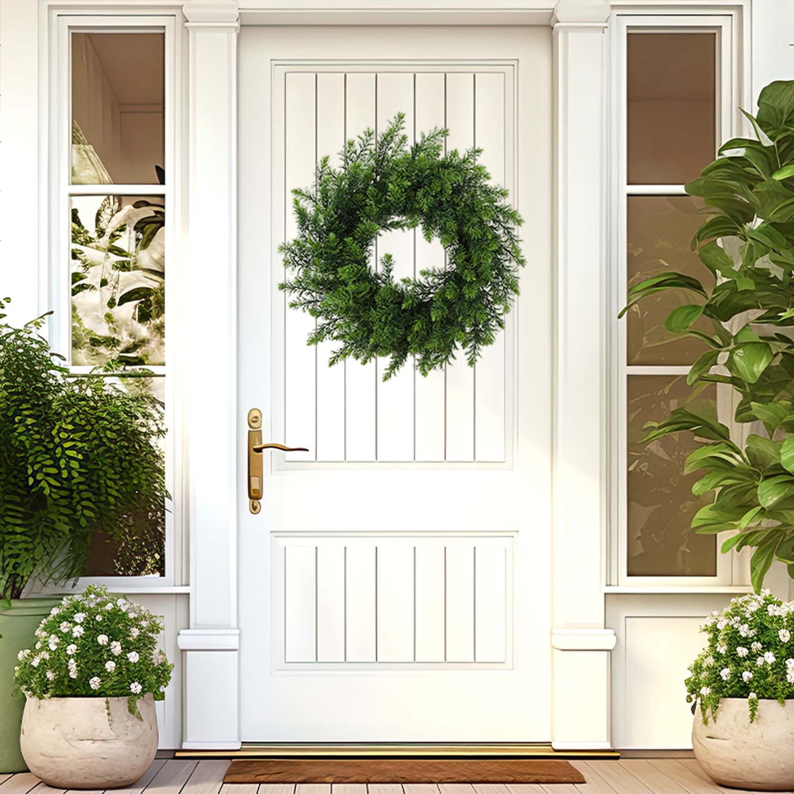 17.8 Inch Artificial Fir Wreath for Front Door - All Season Green ...