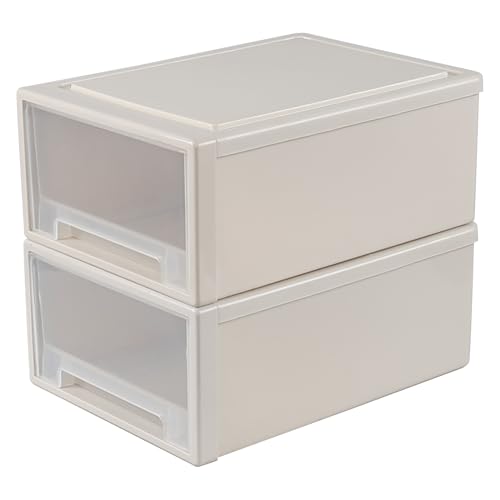 17.8 Quart Desktop Stackable Storage Drawers, 2 Pack Plastic Drawer ...