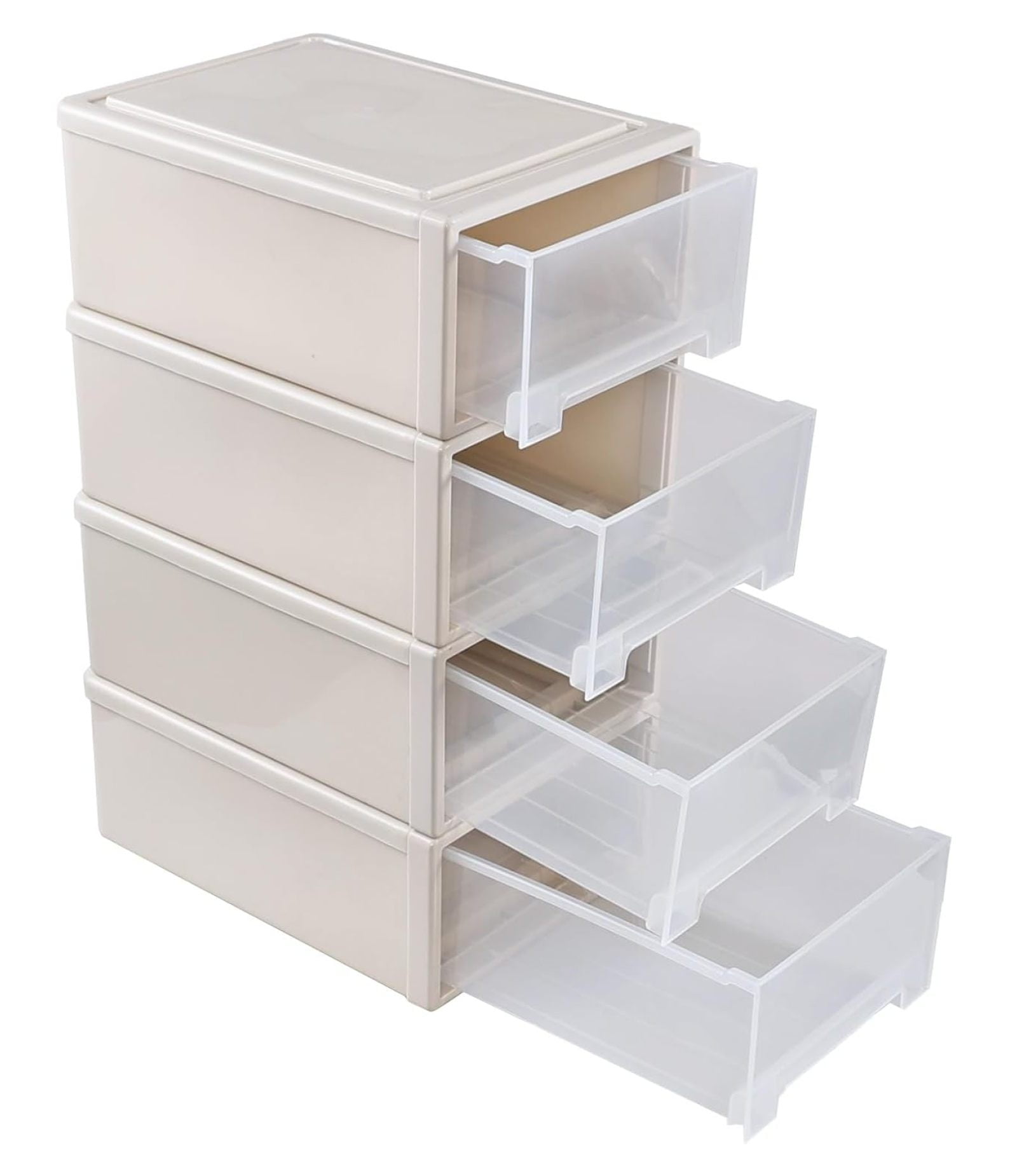 17.8 Quart Plastic Stacking Storage Drawers, Stackable Drawers Unit, 4 ...