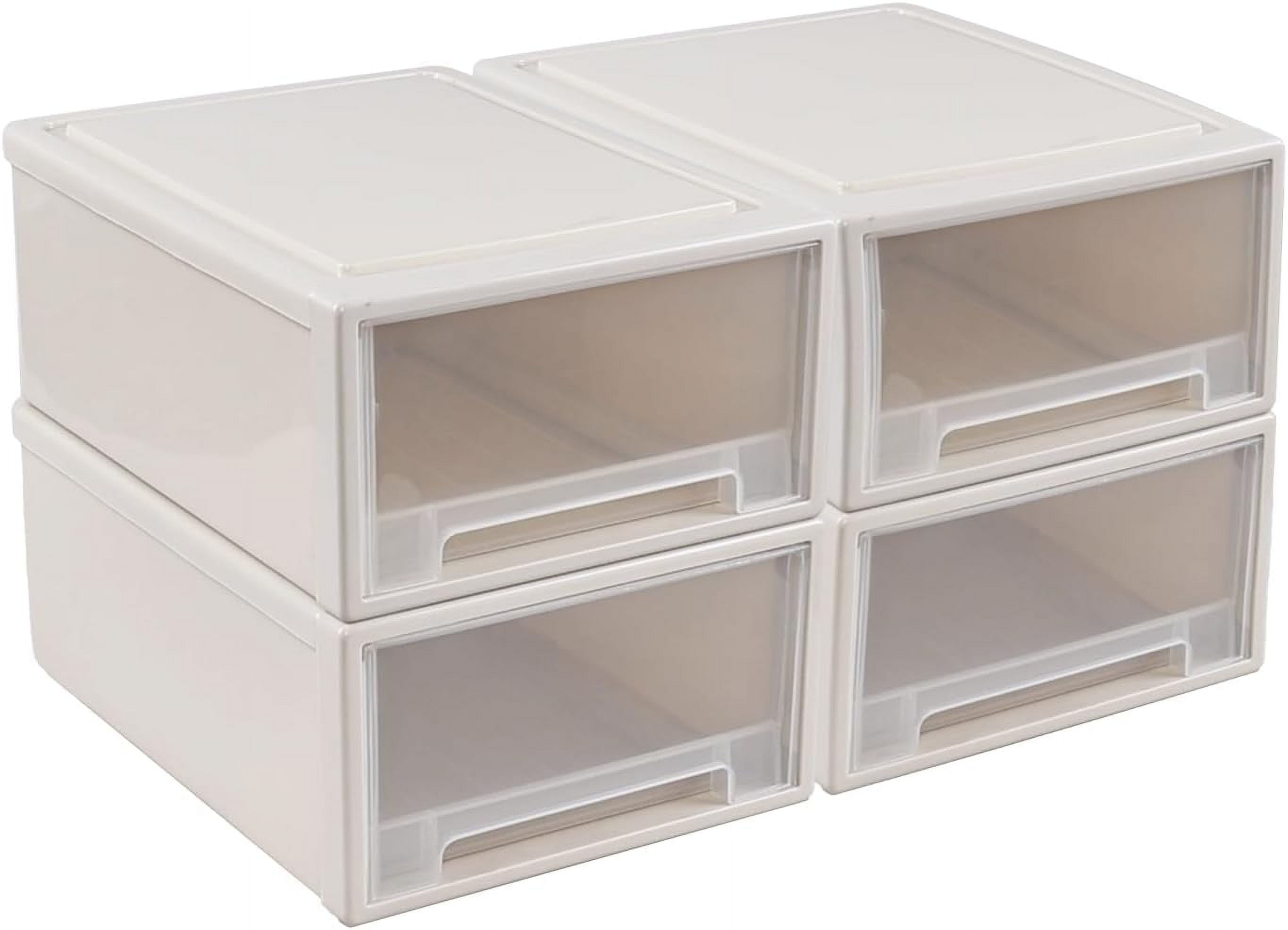 17.8 Quart Plastic Stacking Storage Drawers, Stackable Drawers Unit, 4 ...