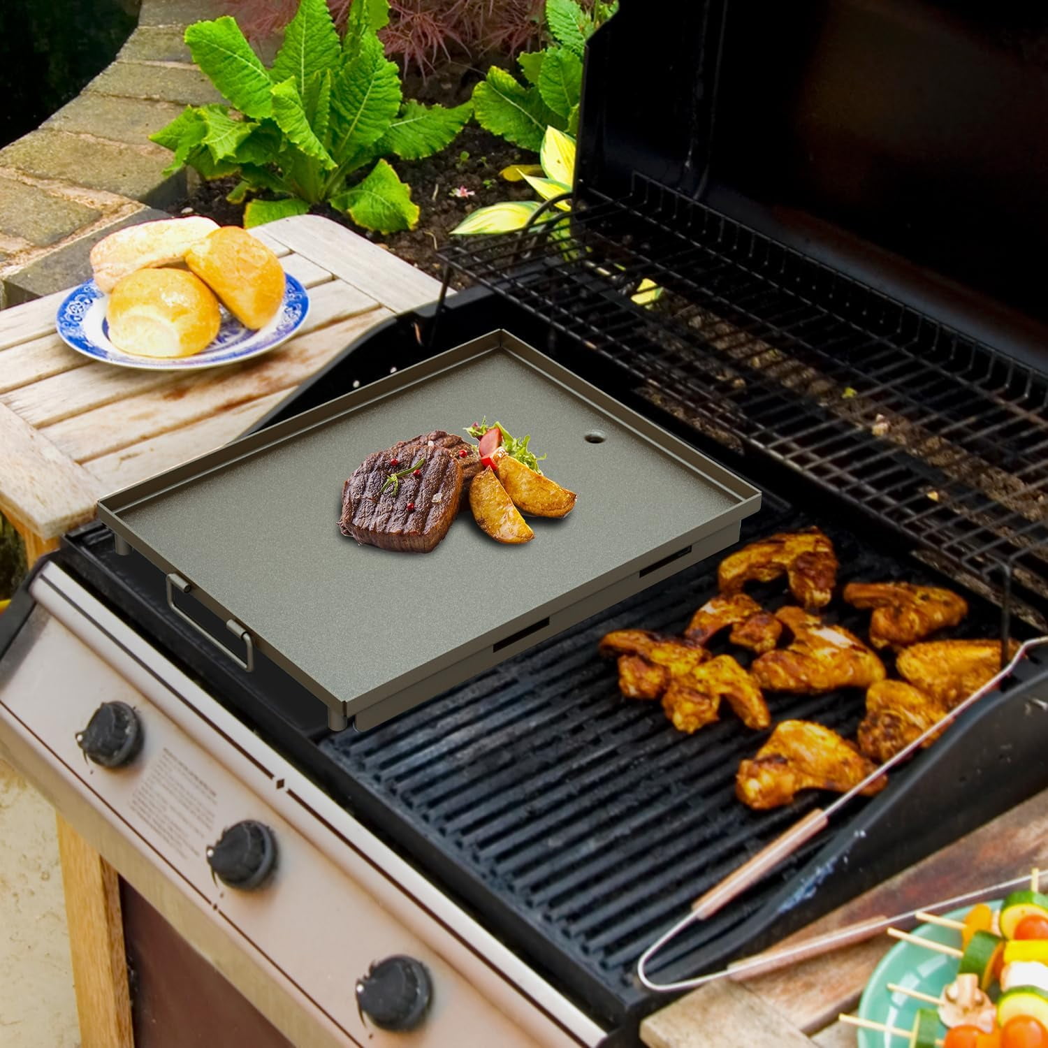 17.92" x 13.77” Flat Top Griddle for Outdoor Cooking – Cast Iron ...