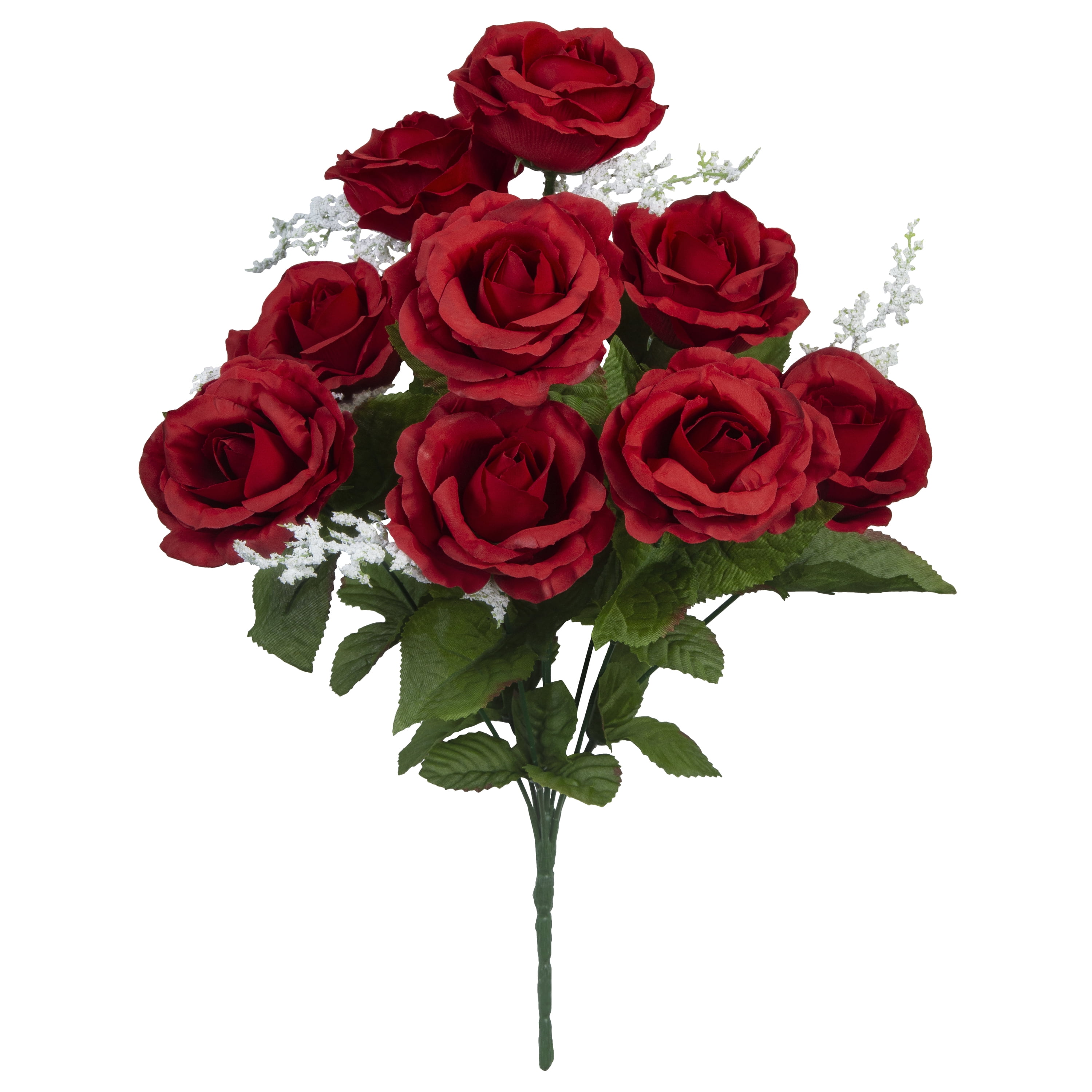 17" Artificial Silk Red Roses Mixed Bush, by Mainstays - Walmart.com