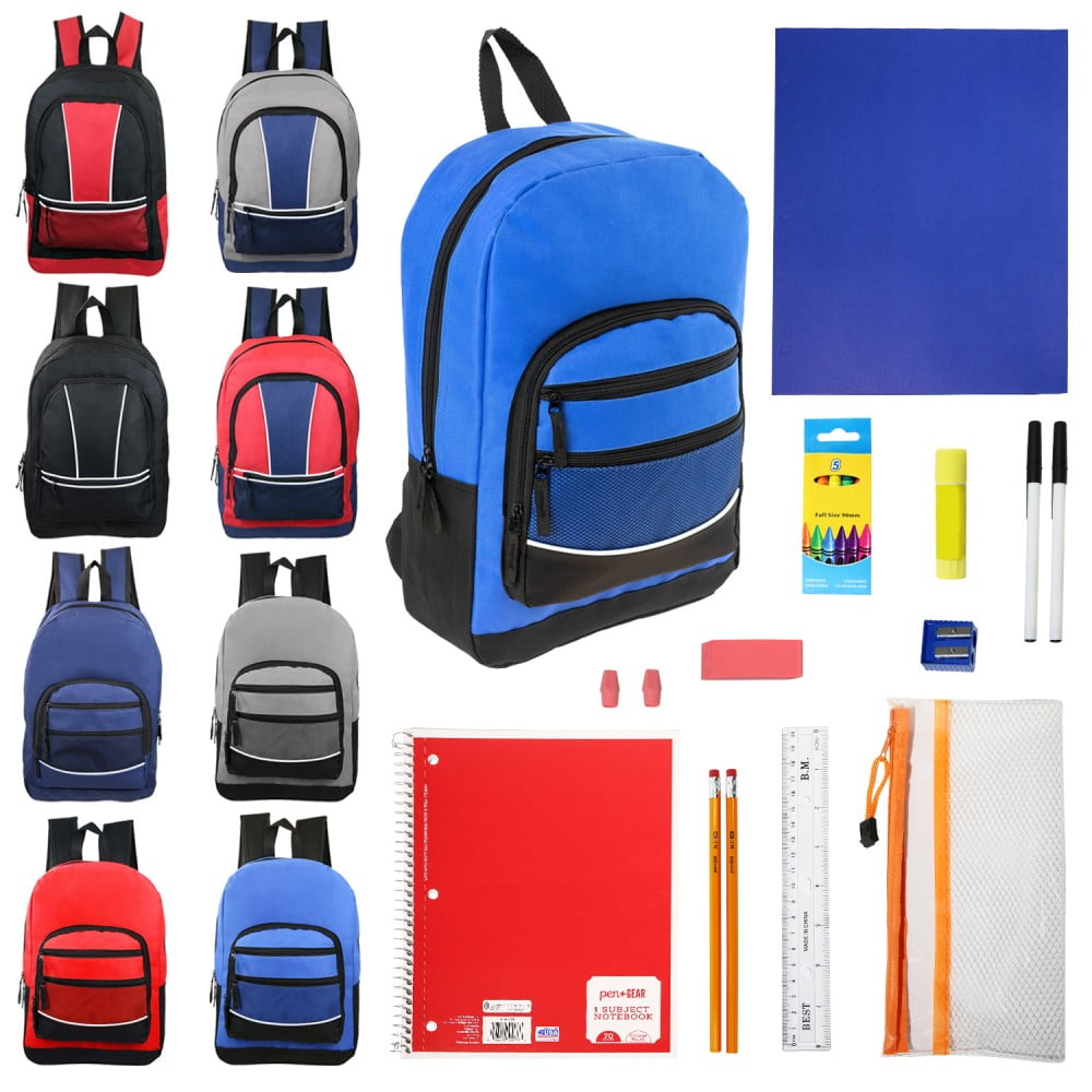 17" Backpacks with 18 Piece School Supply Kit in 8 Assorted Styles ...