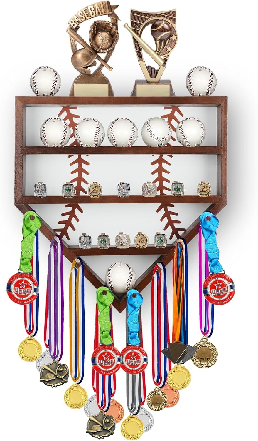 17'' Baseball Display Case with Baseball Ring Holder, Baseball Holder ...