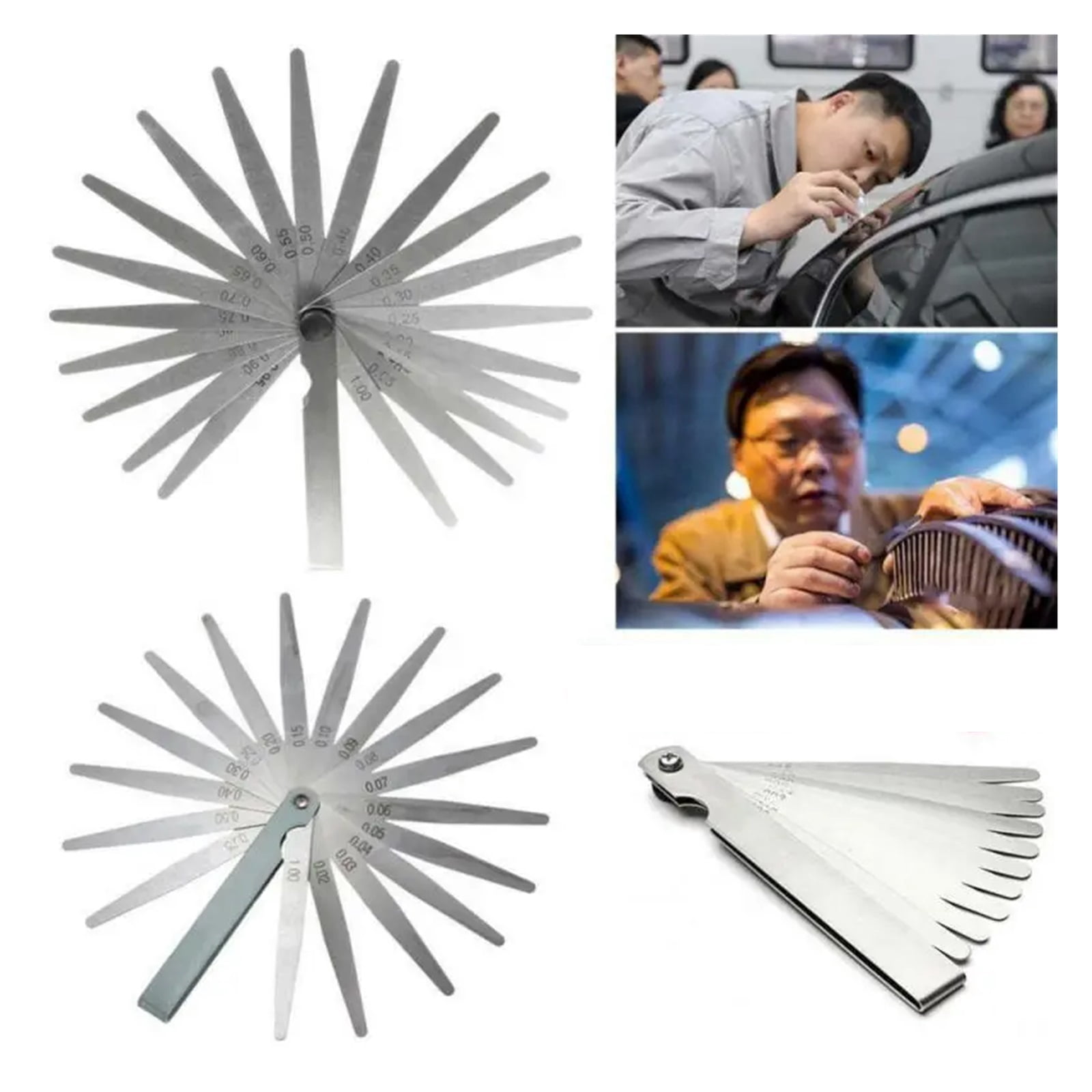17 Blades Feeler Gauge Thickness Gauges Measurment Tool Gap Wedge for ...