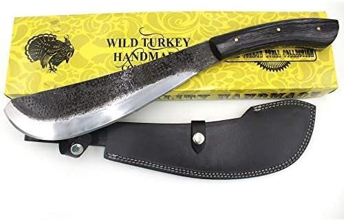 17" Carbon Steel Fixed Blade Pack Golok Knife with Leather Sheath ...