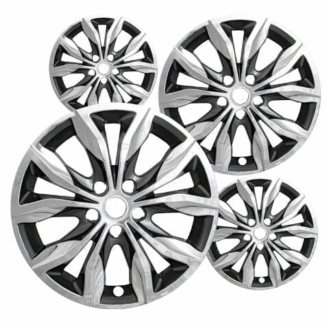 17" Chrome & Charcoal ABS Wheel Skins Set Compatible with 2019-2022 ...