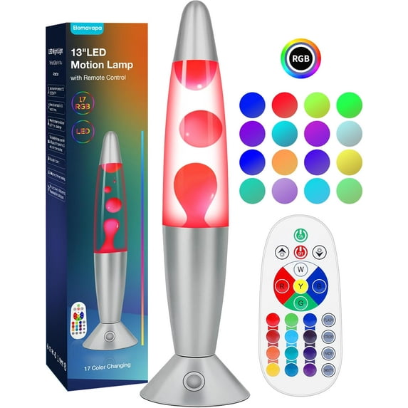 17 Colors Changing Liquid Motion Lamp with Remote: 13.5" LED Night ...