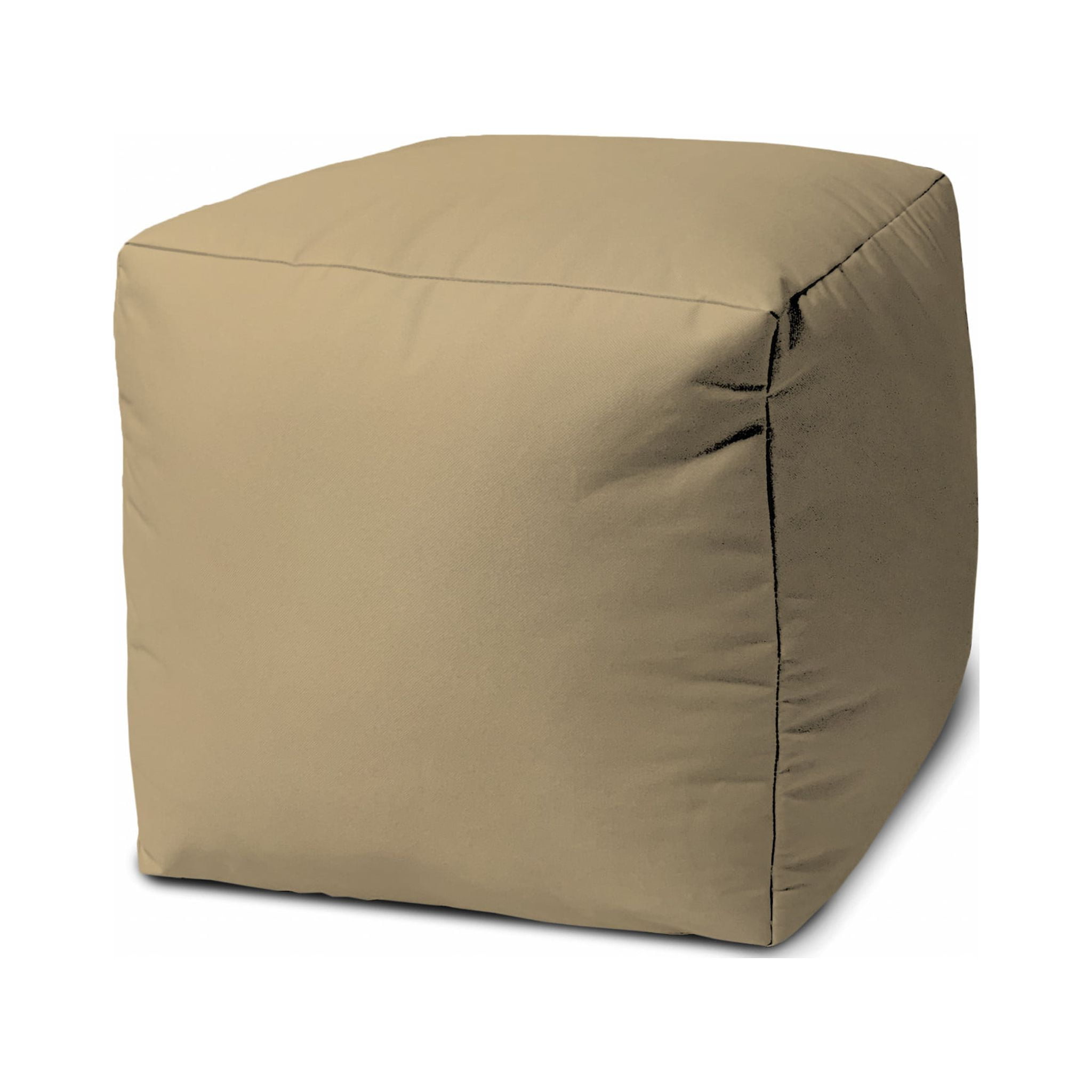 17" Cool Khaki Tan Solid Color Indoor Outdoor Pouf Cover - Walmart.com