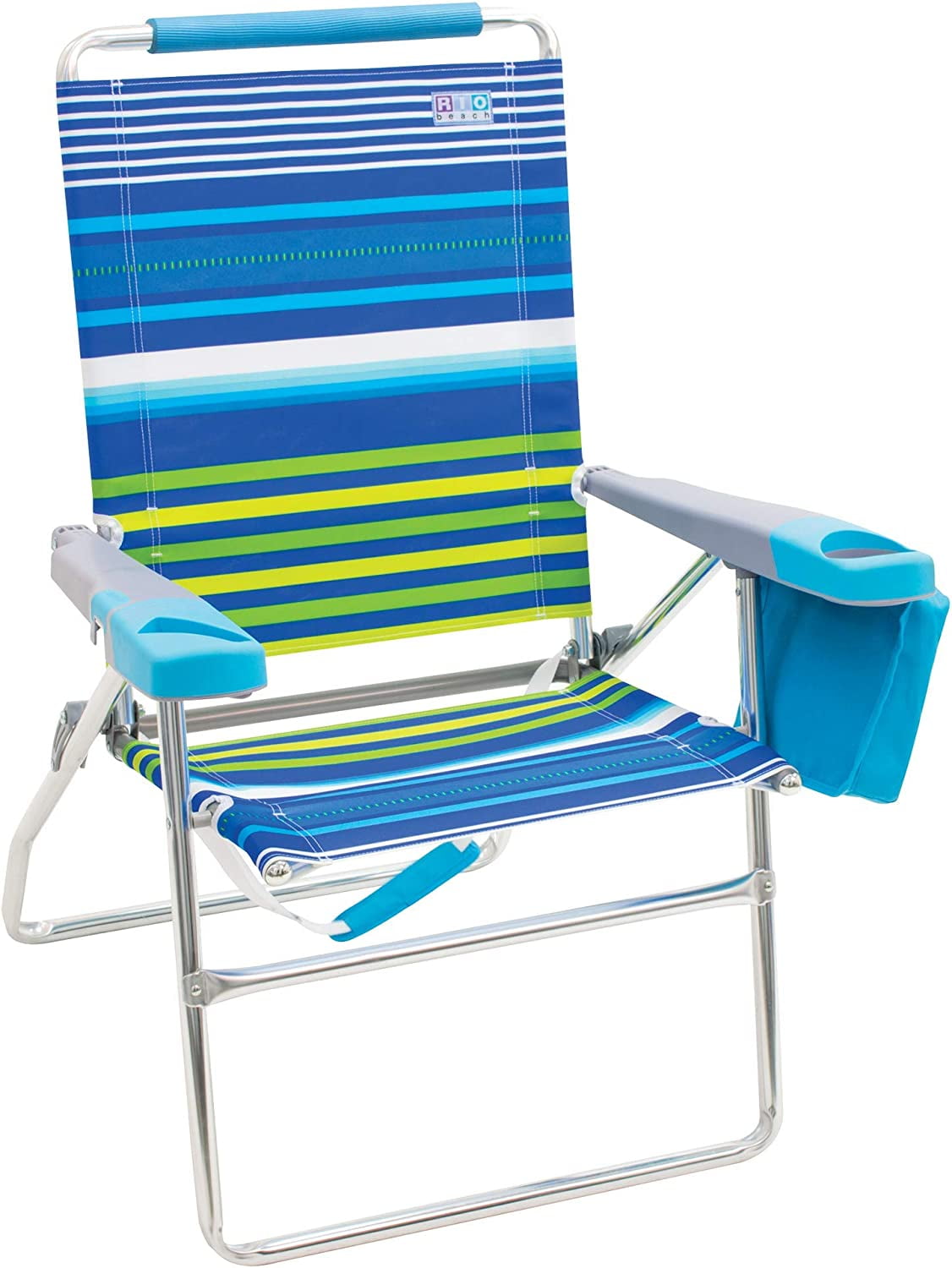 17" Extended Height 4-Position Folding Beach, Camping, Lawn Chair ...