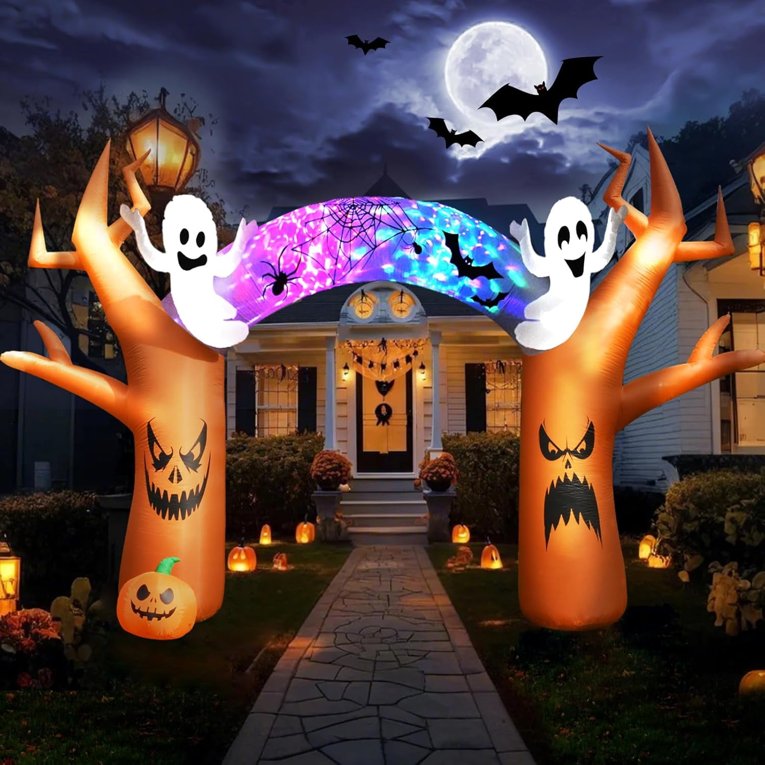 Inflatable Pumpkin 4FT Halloween Inflatables Pumpkin Wth Wizard Hat LED ...