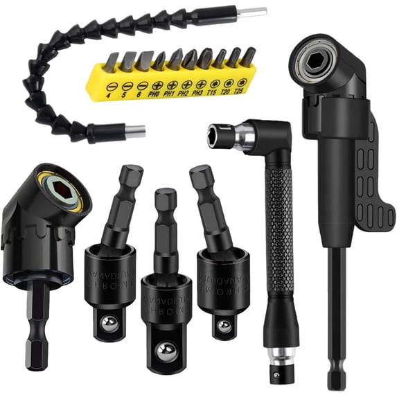 17- Flexible Drill Bit Extension Set with Right Angle Attachments ...