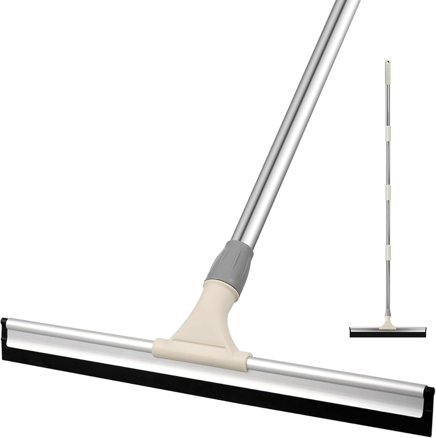 17'' Floor Squeegee Broom, 60'' Long Handle Squeegee for Floor, Heavy ...