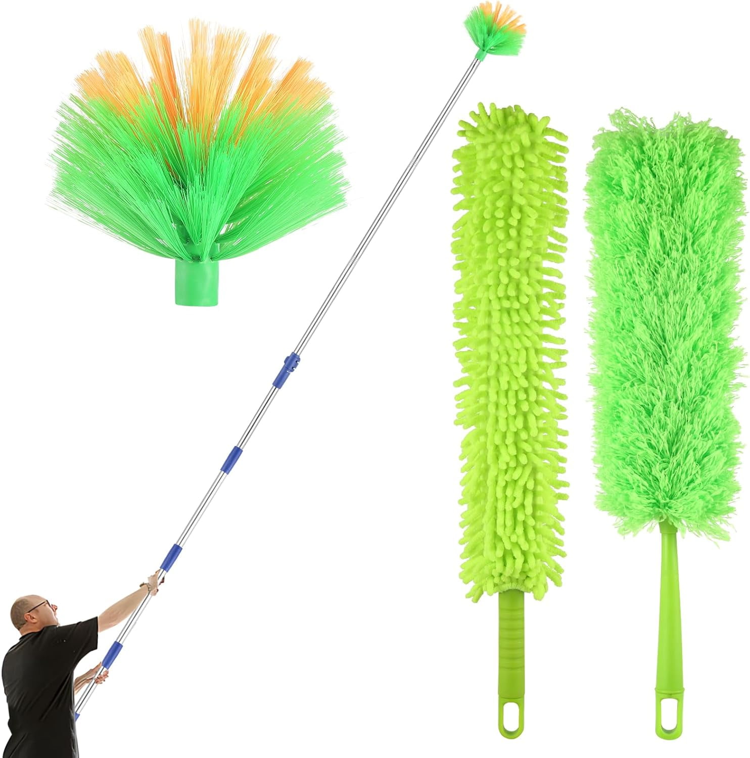 17 Foot High Reach Dusting Kit with with 5-8ft FT Extension Pole High ...