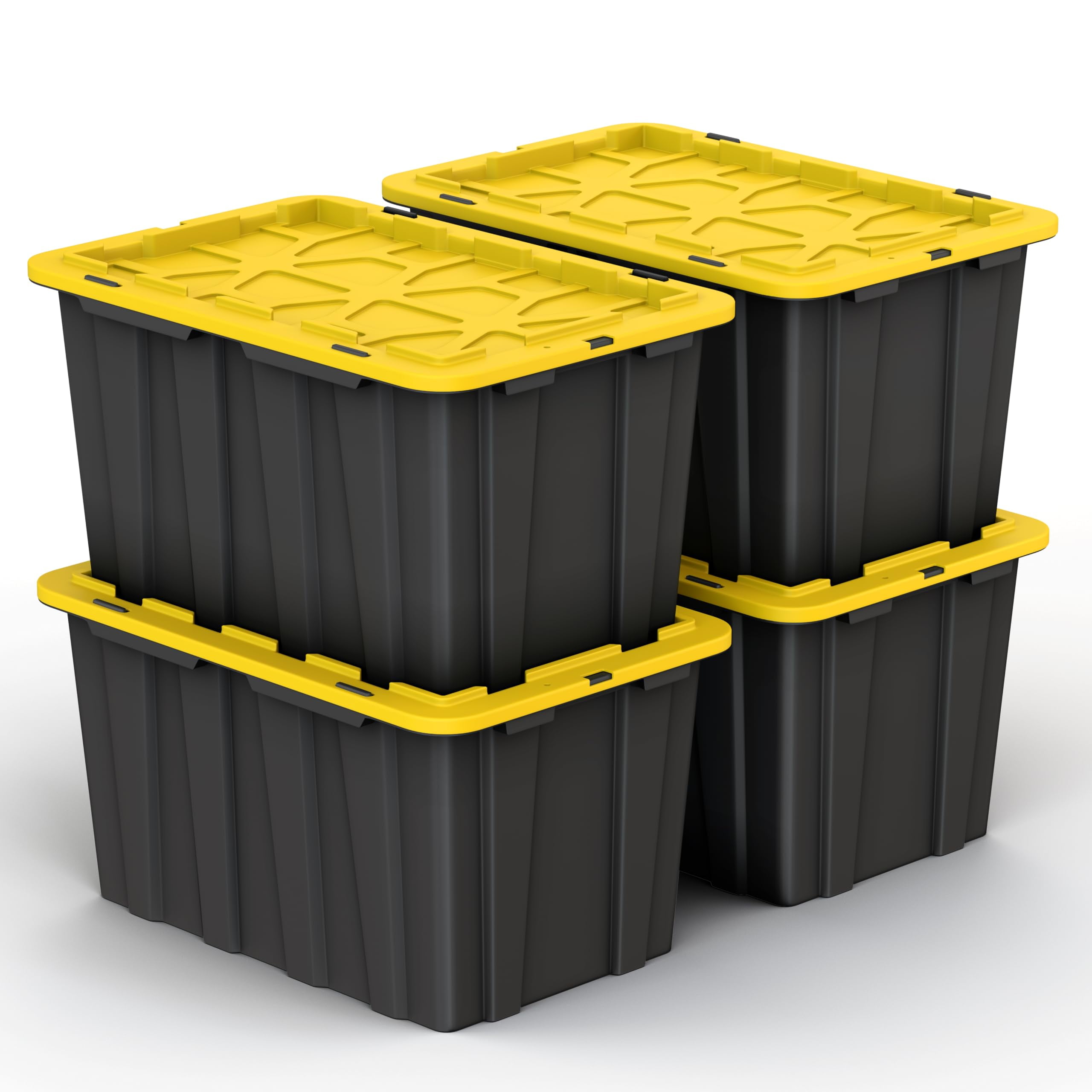 17 Gallon Heavy Duty Plastic Storage Bins with Secure Lids, Stackable ...