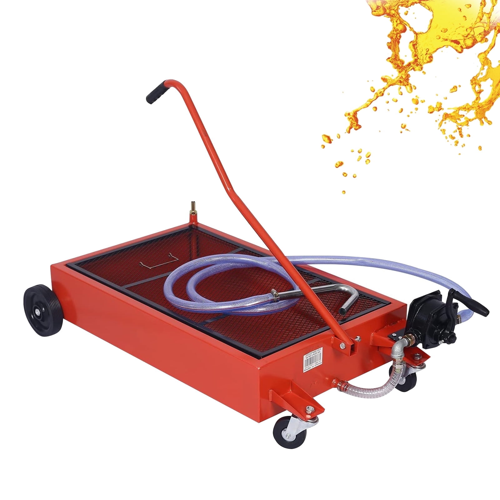 17 Gallon - Low Profile Oil Drain Pan, Oil Drain Pan with Manual Pump ...