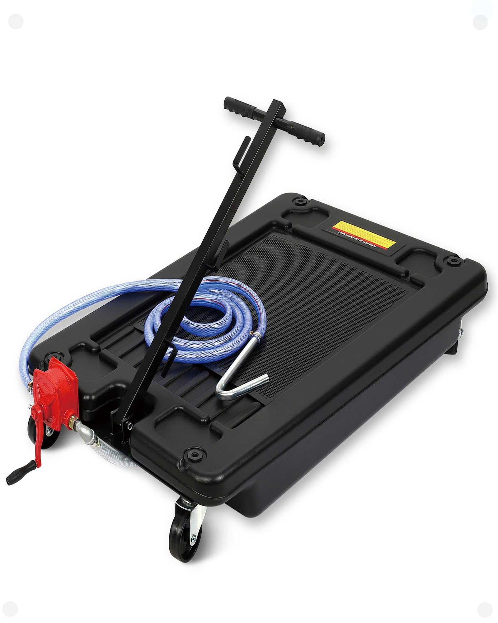 17 Gallon Oil Drain Pan with Pump & 8 Ft Hose, T Folding Handle & Low ...