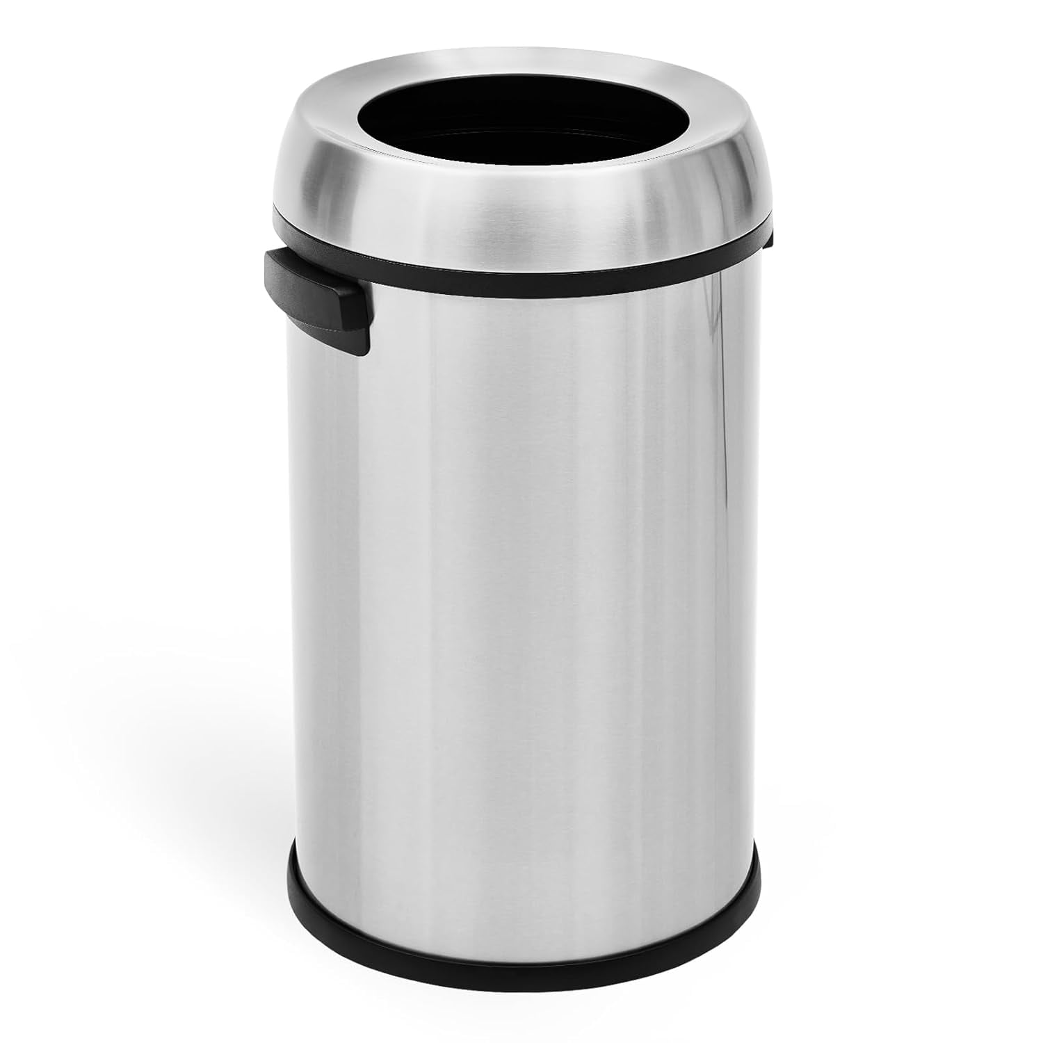 17 Gallon Open Top Round Trash Can, Stainless Steel Commercial Garbage ...