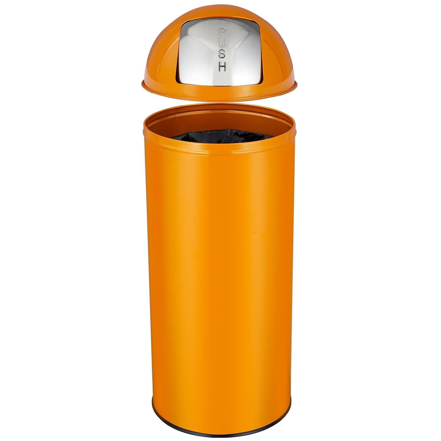 17 Gallon Orange Push-Lid Trash Can, Heavy Duty Stainless Steel with ...