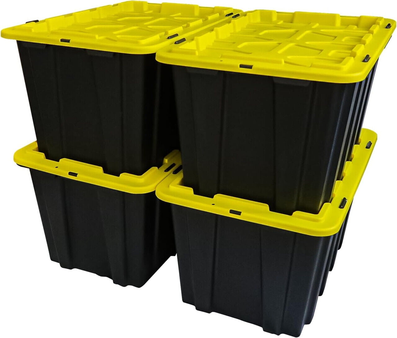 17 Gallon Snap Lid Storage Bin Container Tote Box Durable Plastic Black ...