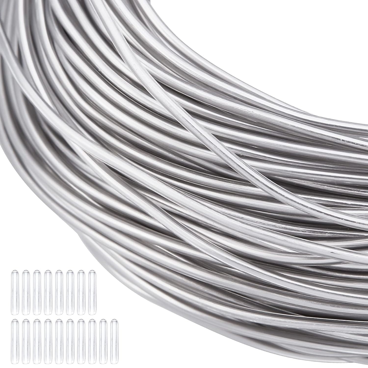17 Gauge Silver Bendable Aluminum Craft Wire with 20 Caps 131FT ...