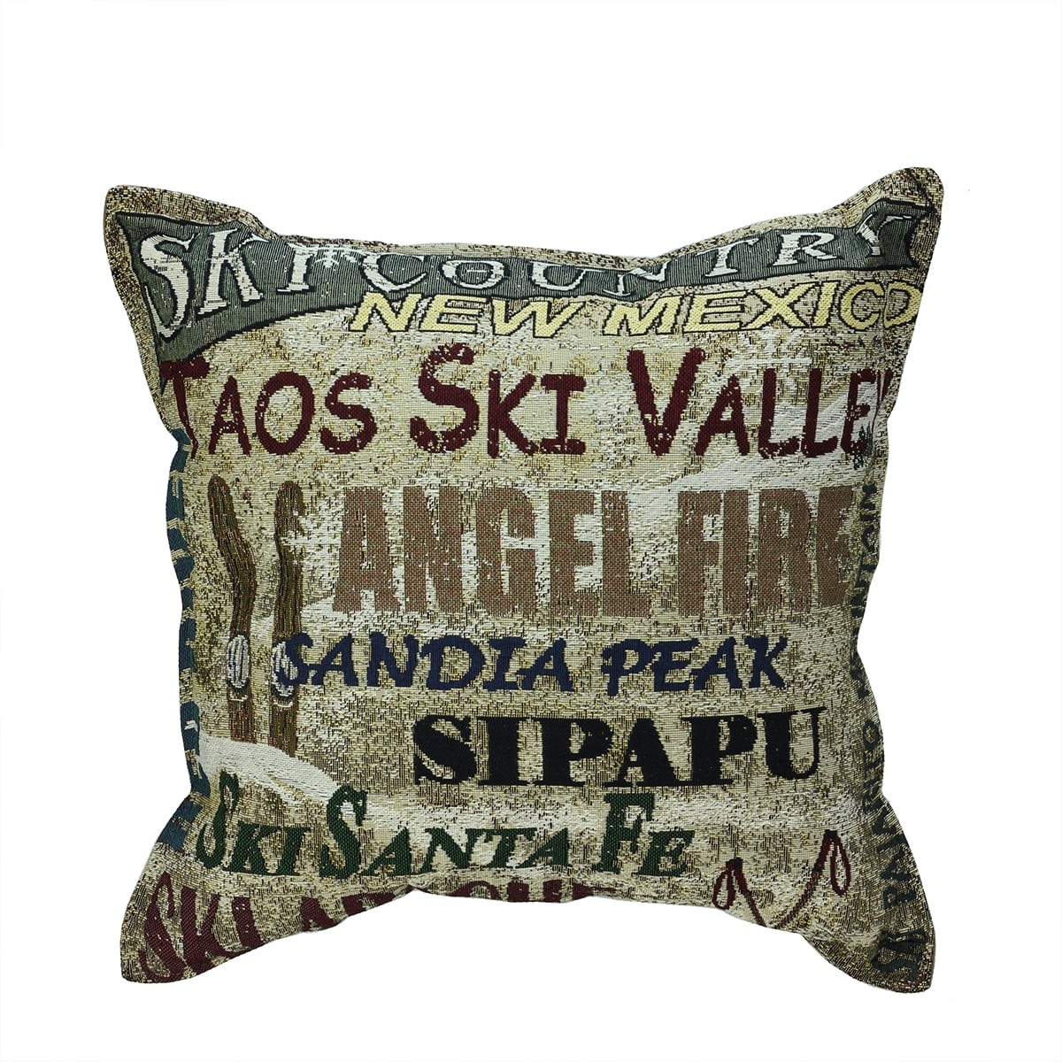 17" Green and Red Square Sipapu Ski Resort Throw Pillow - Walmart.com