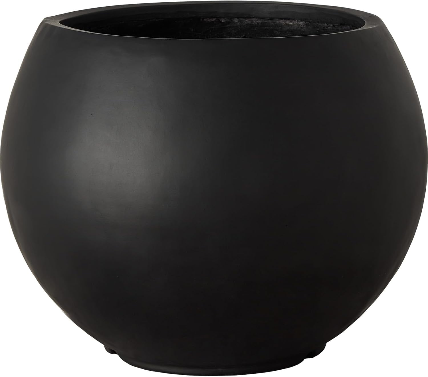 17 H x 21" Dia (15" Pot Opening) Black Round Fiberstone Planter with ...