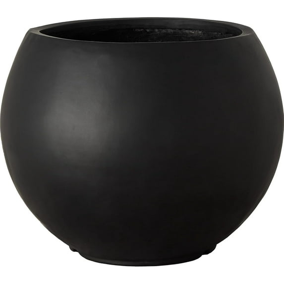 17 H x 21" Dia (15" Pot Opening) Black Round Fiberstone Planter with ...