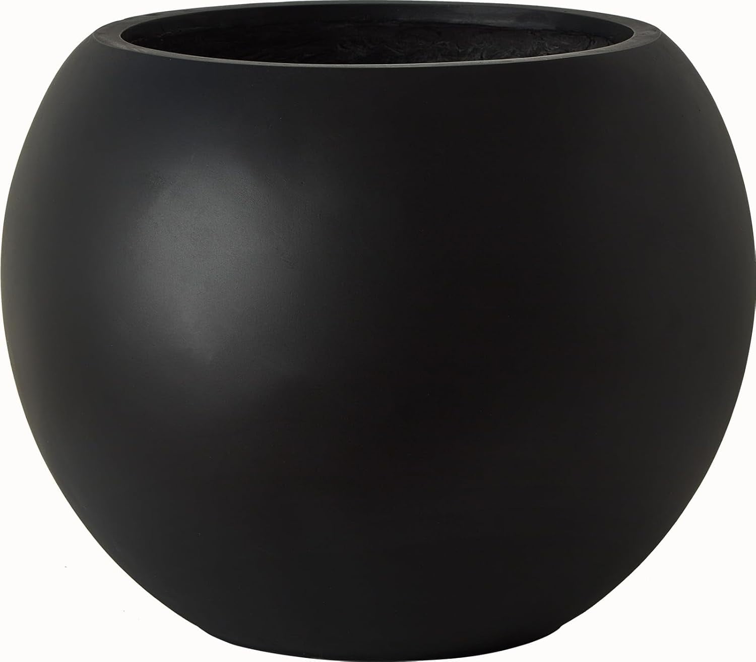 17 H x 21" Dia (15" Pot Opening) Black Round Fiberstone Tall Planter ...