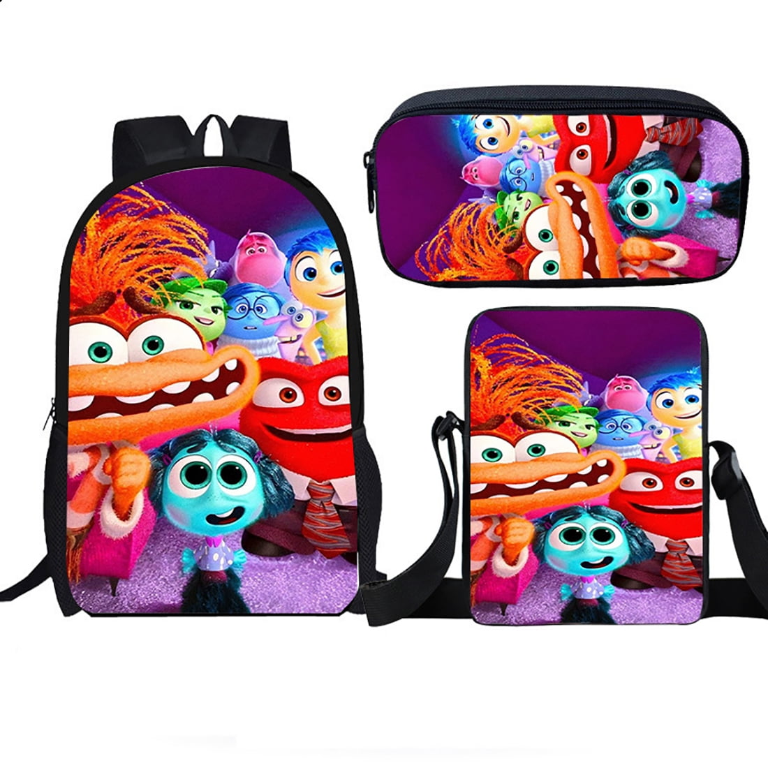 17 In Inside Out 2 Cartoon 3 Piece Backpack Anime Knapsacks Game Day ...