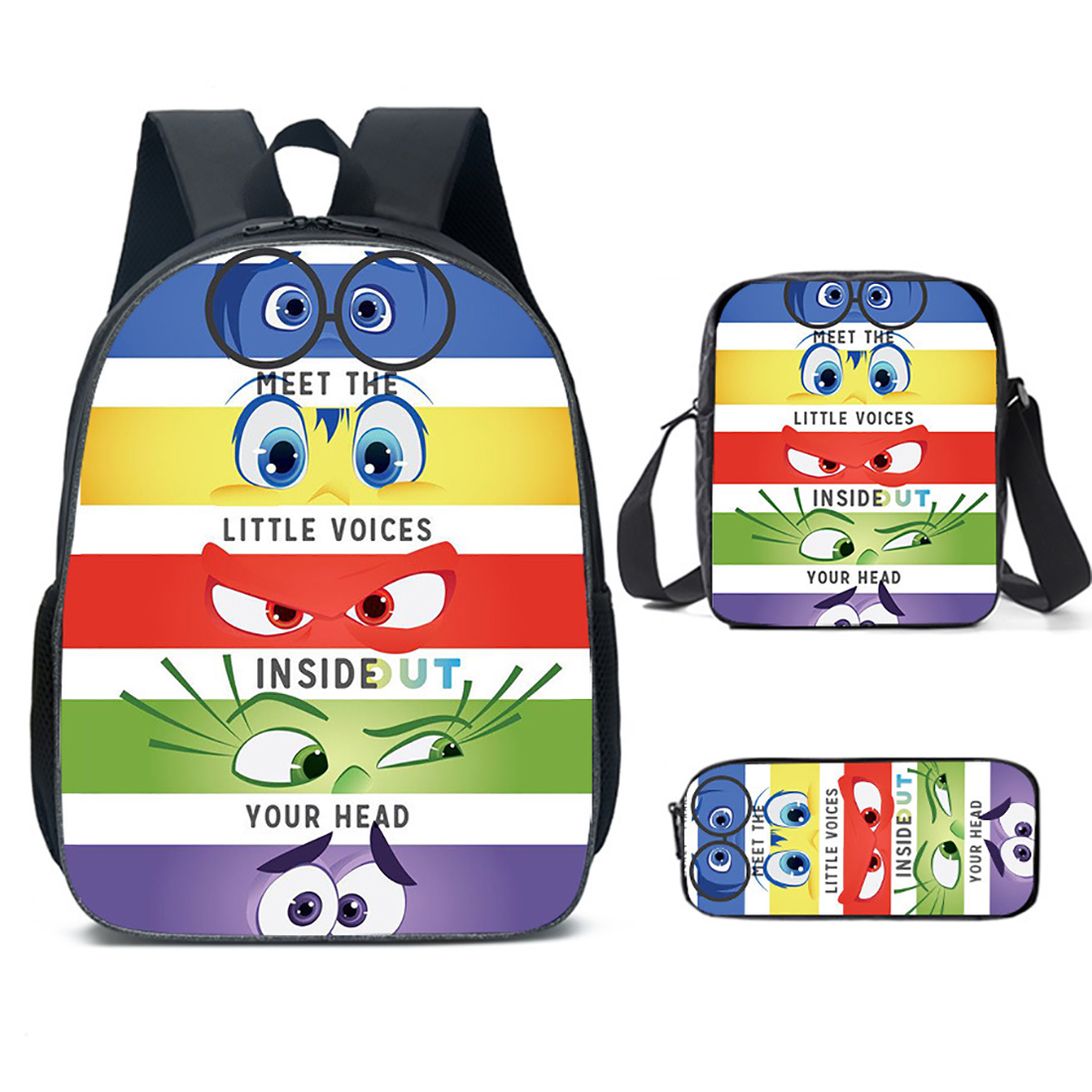 17 In Inside Out 2 Cartoon 3 Piece Backpack Cartoon Laptop Backpack ...