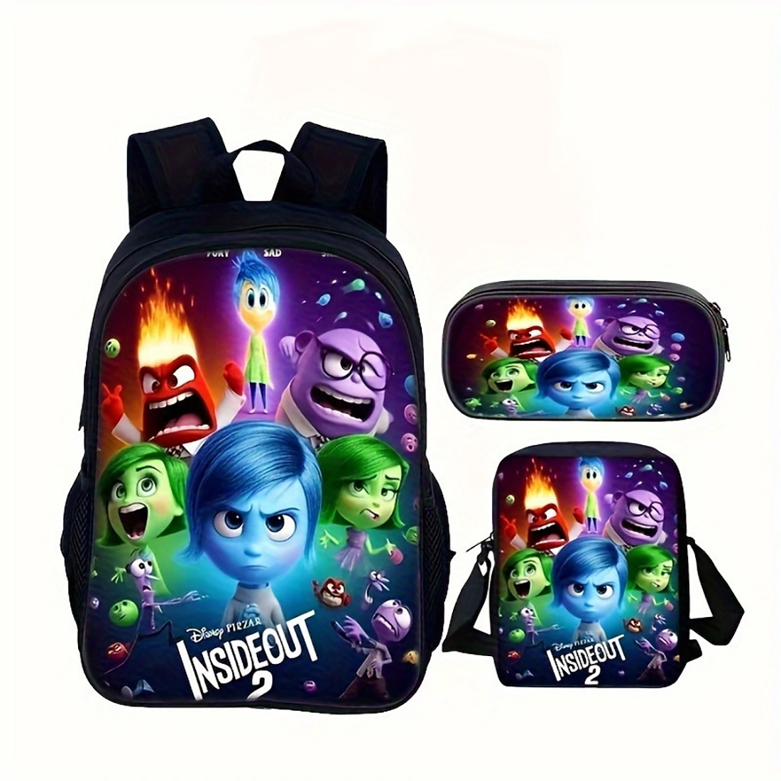 17 In Inside Out 2 Cartoon 3 Piece Backpack Cartoon Laptop Backpack ...
