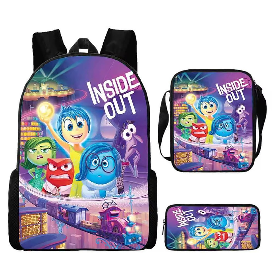 17 In Inside Out 2 Cartoon 3 Piece Backpack Cartoon Laptop Backpack ...