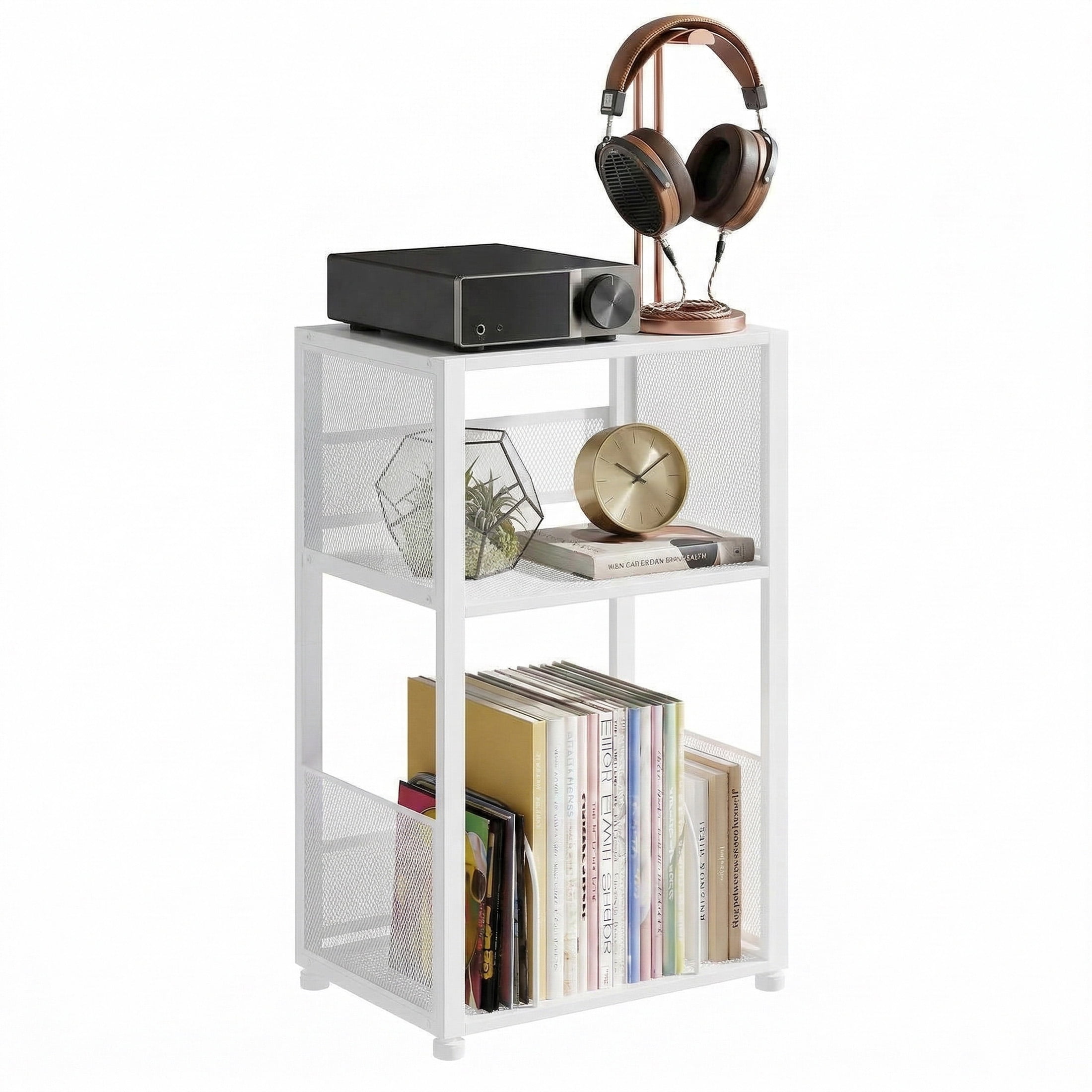 edx 3-Tier Iron Mesh CD Storage Rack & Record Player Stand, Multi-Use ...