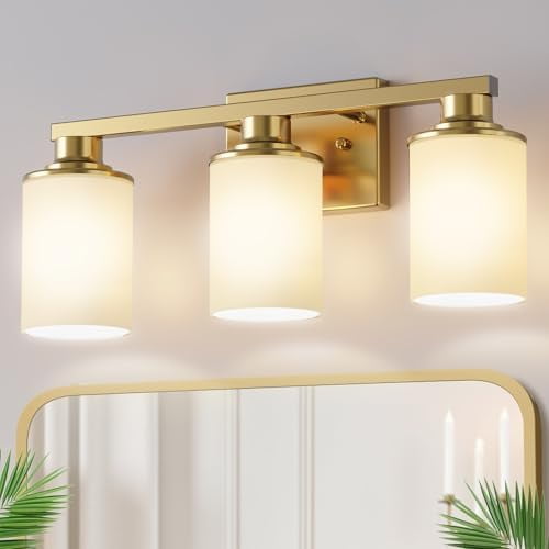 17 Inch Bathroom Light Fixtures, 3-Light Brass Bathroom Lighting ...