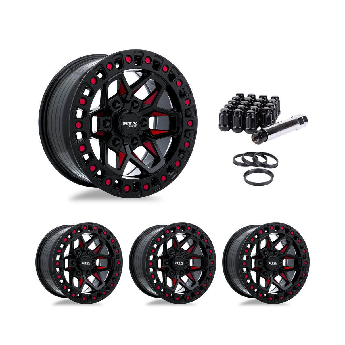 17 Inch Black Red Rims (Set of 4) for 2022-2024 Toyota Tundra, RTX ...