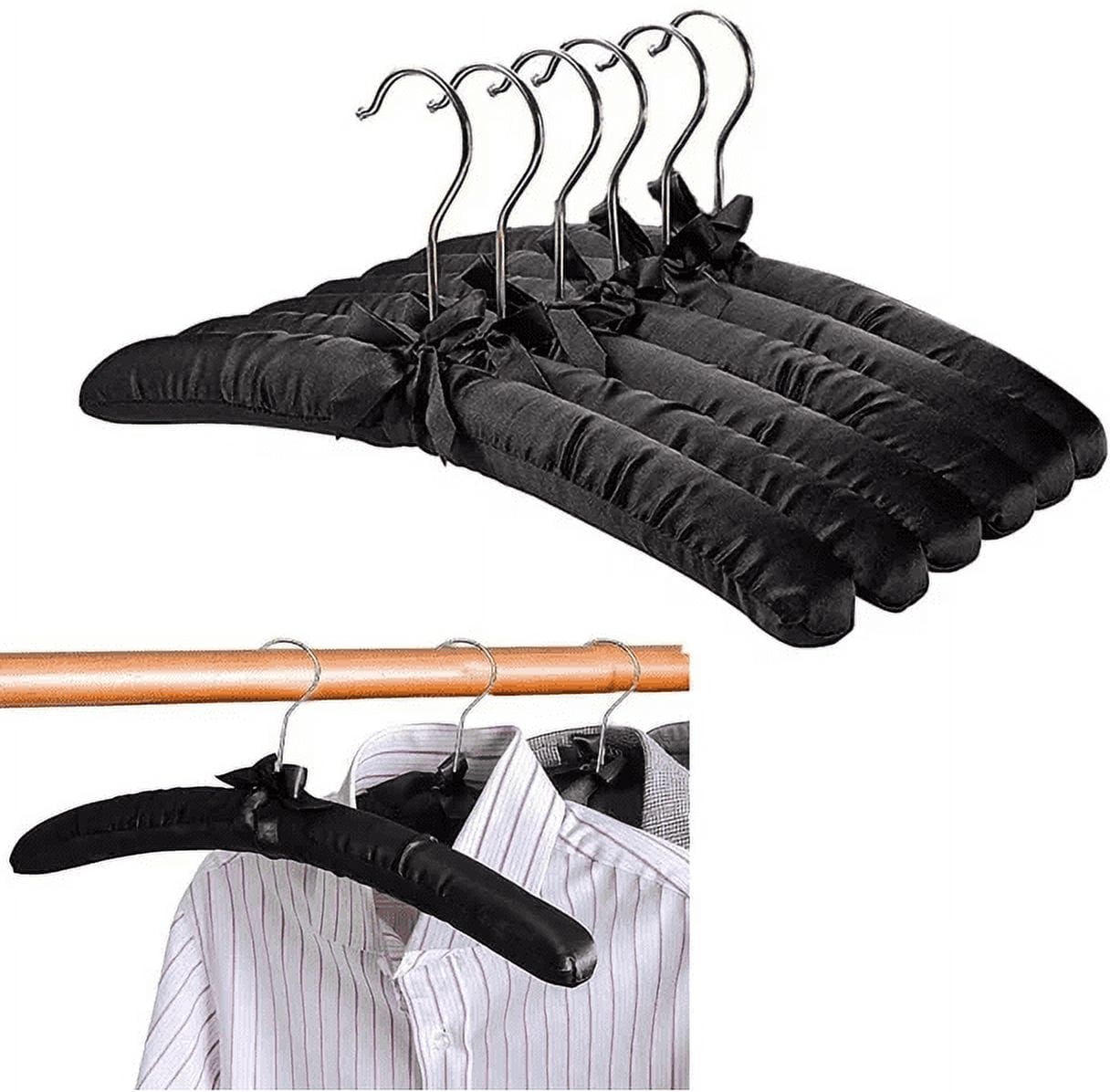 17 Inch Large Black Satin Padded Hangers for Women Clothing Women ...