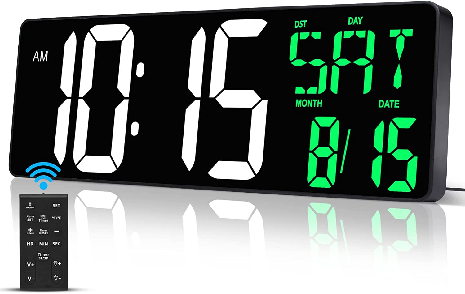 17 Inch Large Digital Wall Clock with Remote Control, Automatic ...