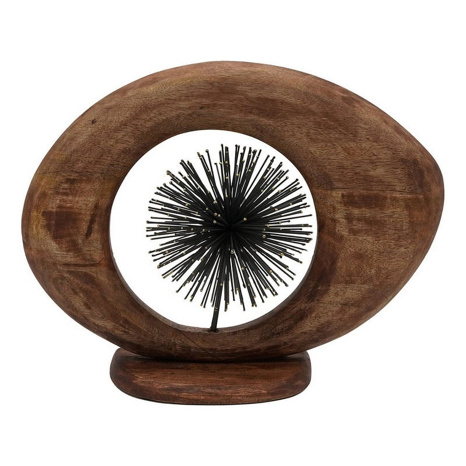 Benzara 17 Inch Modern Sculpture, Brown Mango Wood Frame, Open Eye ...