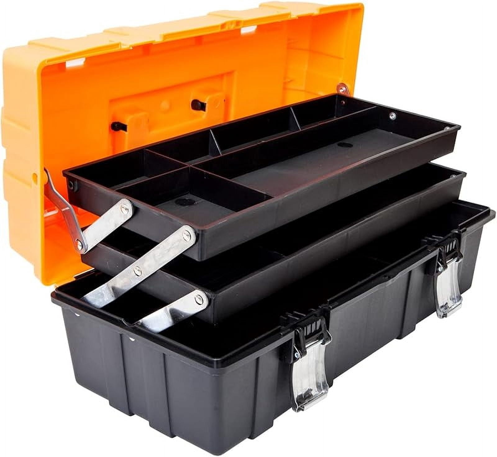 17-Inch Plastic Tool Box,3-Tiers Multi-Function Storage Portable ...