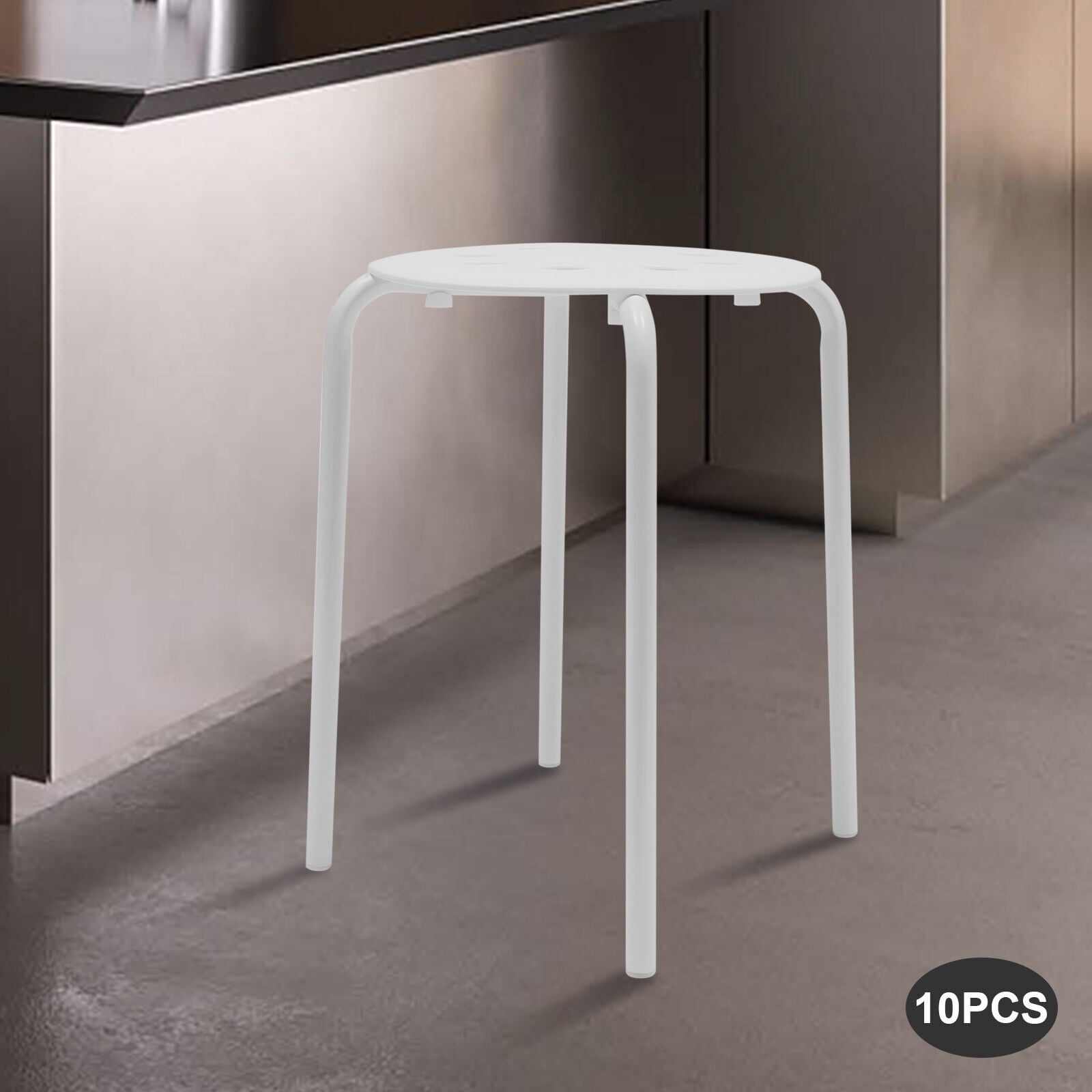 17 Inch Portable Classroom Stackable Plastic Stools Backless White ...