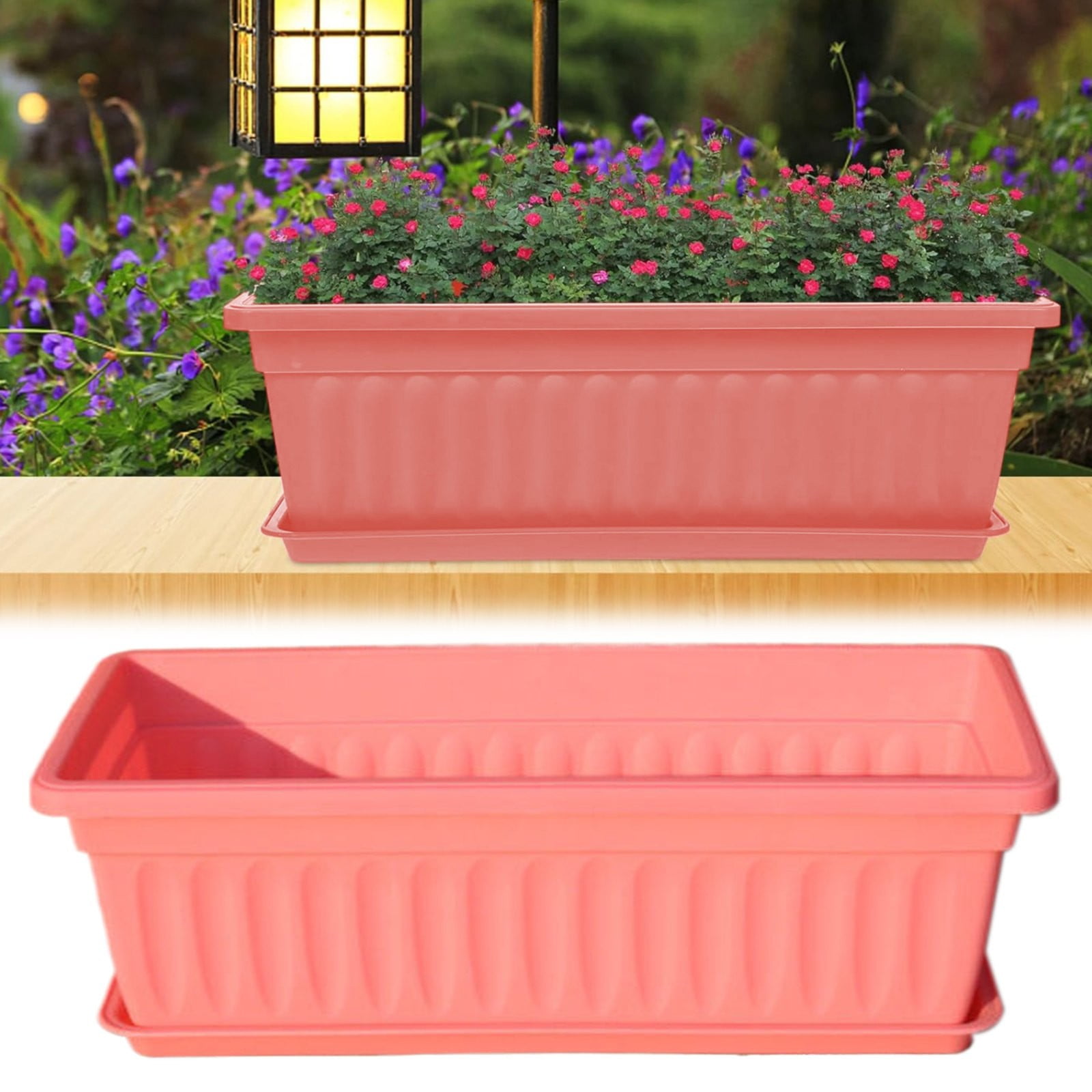 17 Inch Rectangular Window Flower Box Planter with Tray, Flower Boxes ...