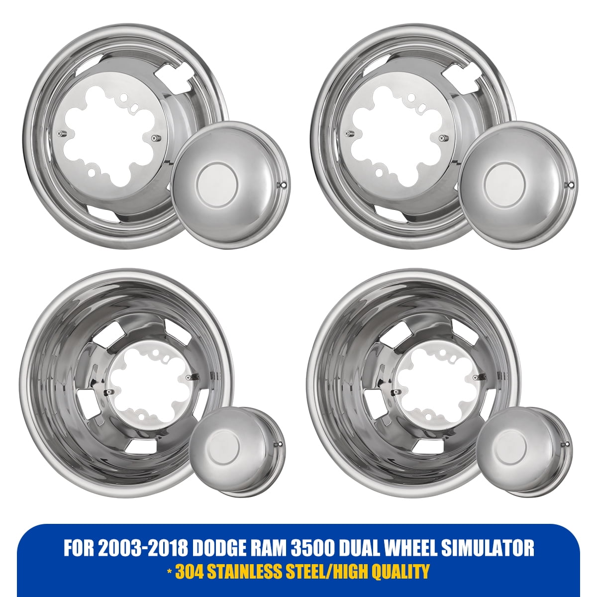 17 Inch Set of 4 Dually Wheel Simulators For 2003-2018 Dodge Ram 3500 ...