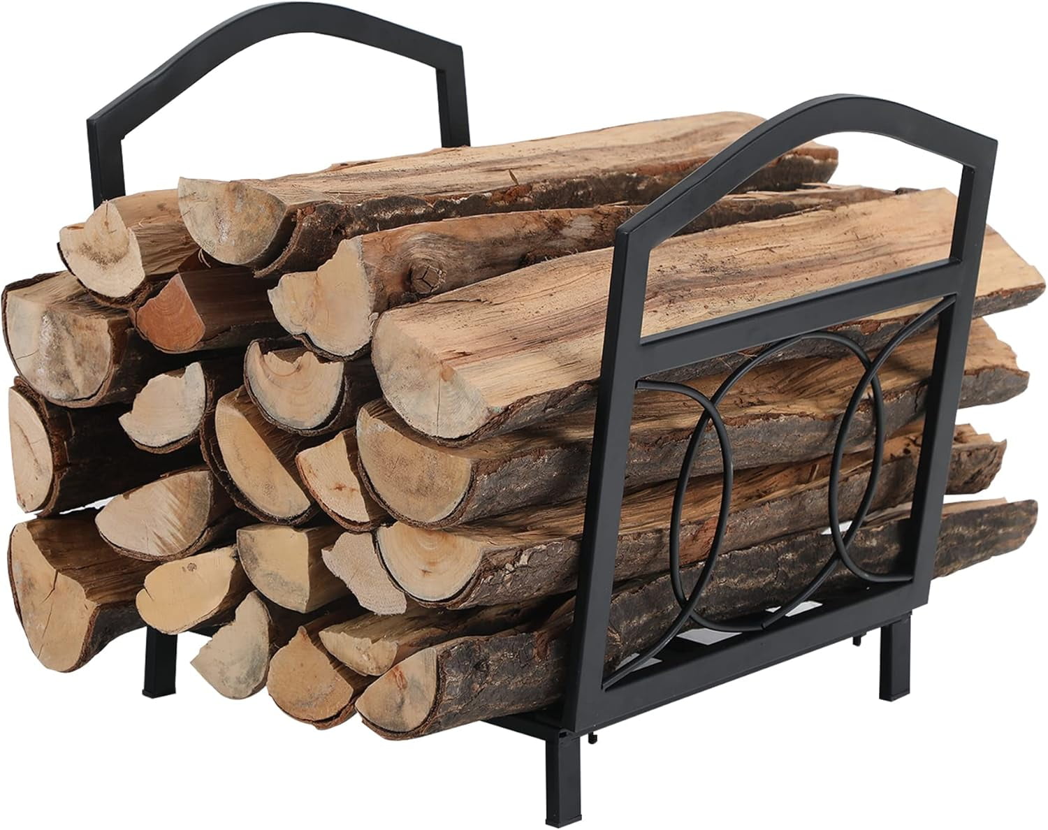 17 Inch Small Firewood Rack Indoor/Outdoor Metal Firewood Holder ...