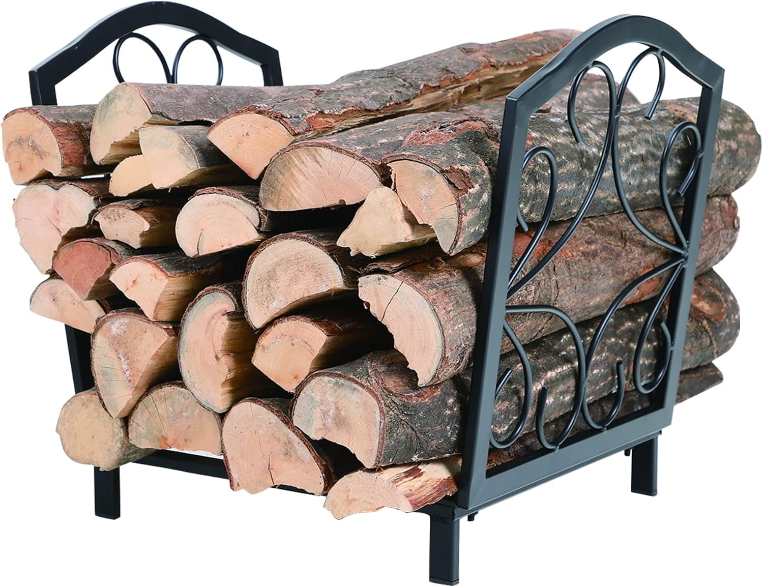 17 Inch Small Firewood Rack Indoor/Outdoor Metal Firewood Holder ...