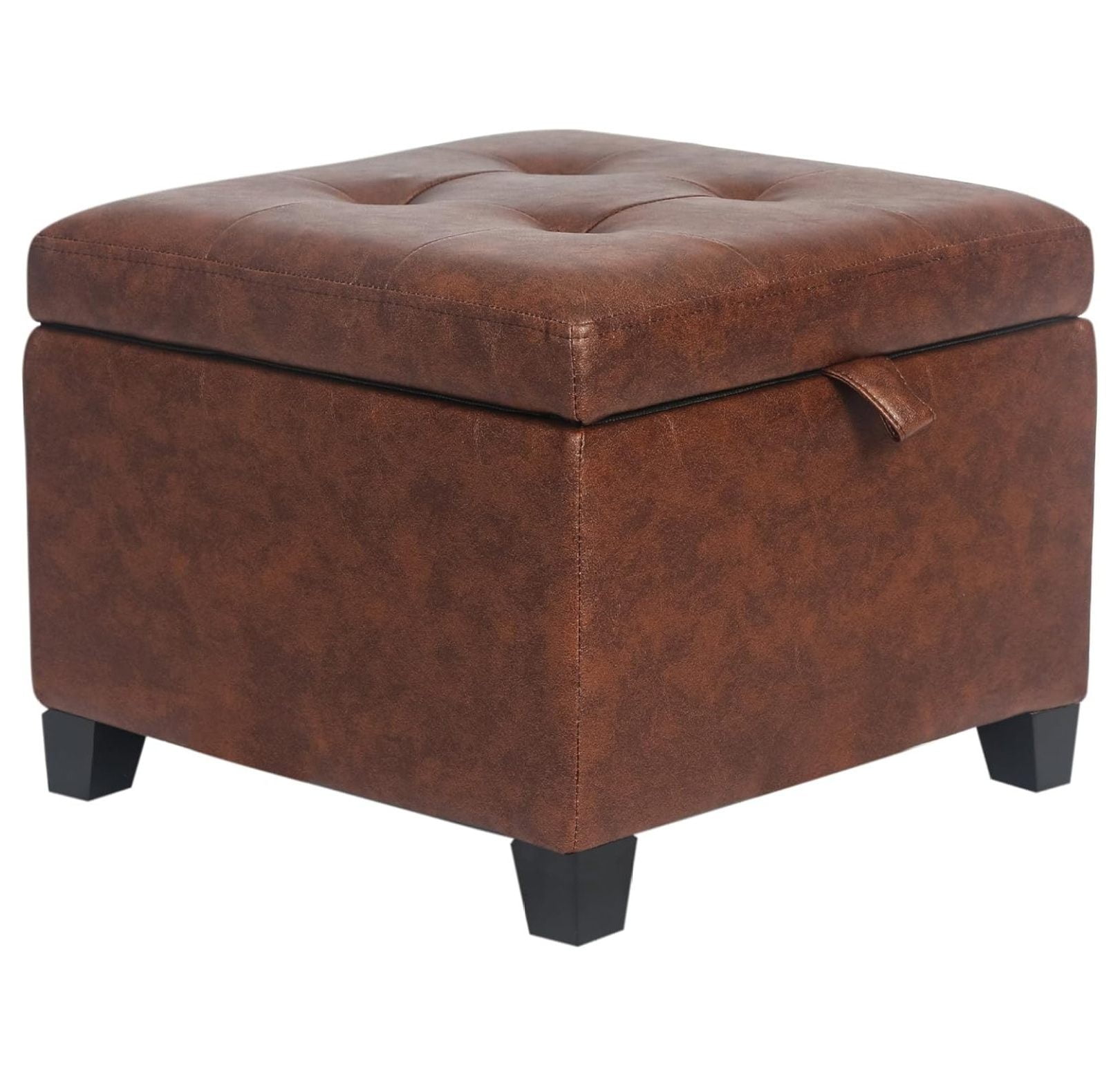 17 Inch Square Storage Ottoman,Small Foot Rest Stool for Couch, Faux ...