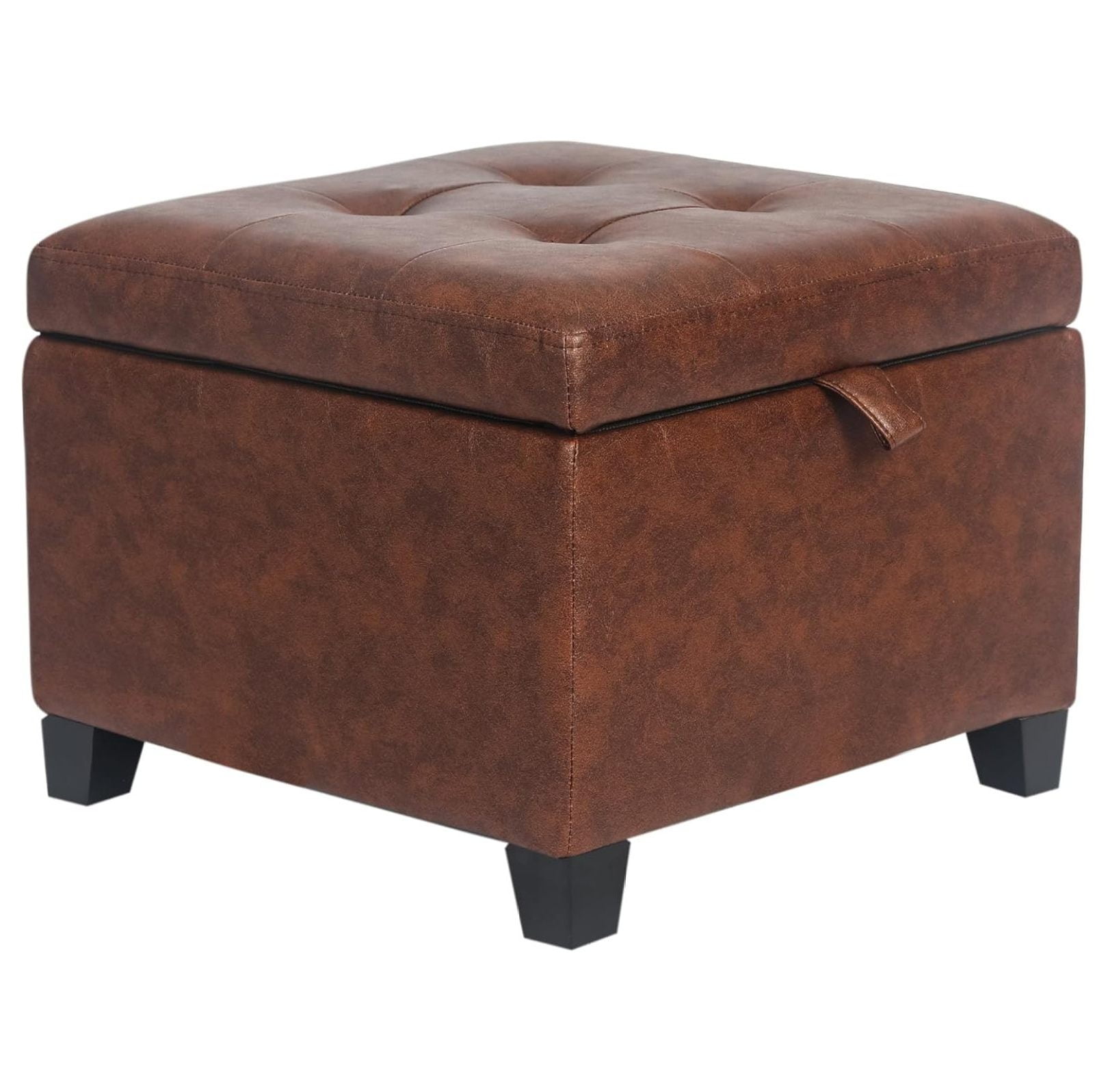 17 Inch Square Storage Ottoman,Small Foot Rest Stool for Couch, Faux ...