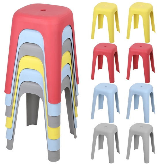 17 Inch Stackable Plastic Nesting Stools, Backless Classroom Chairs for ...