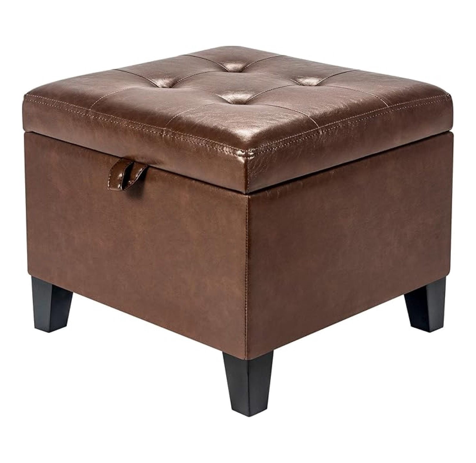 17 Inch Storage Ottoman Foot Rest,Square Faux Leather Foot Stool,Small ...