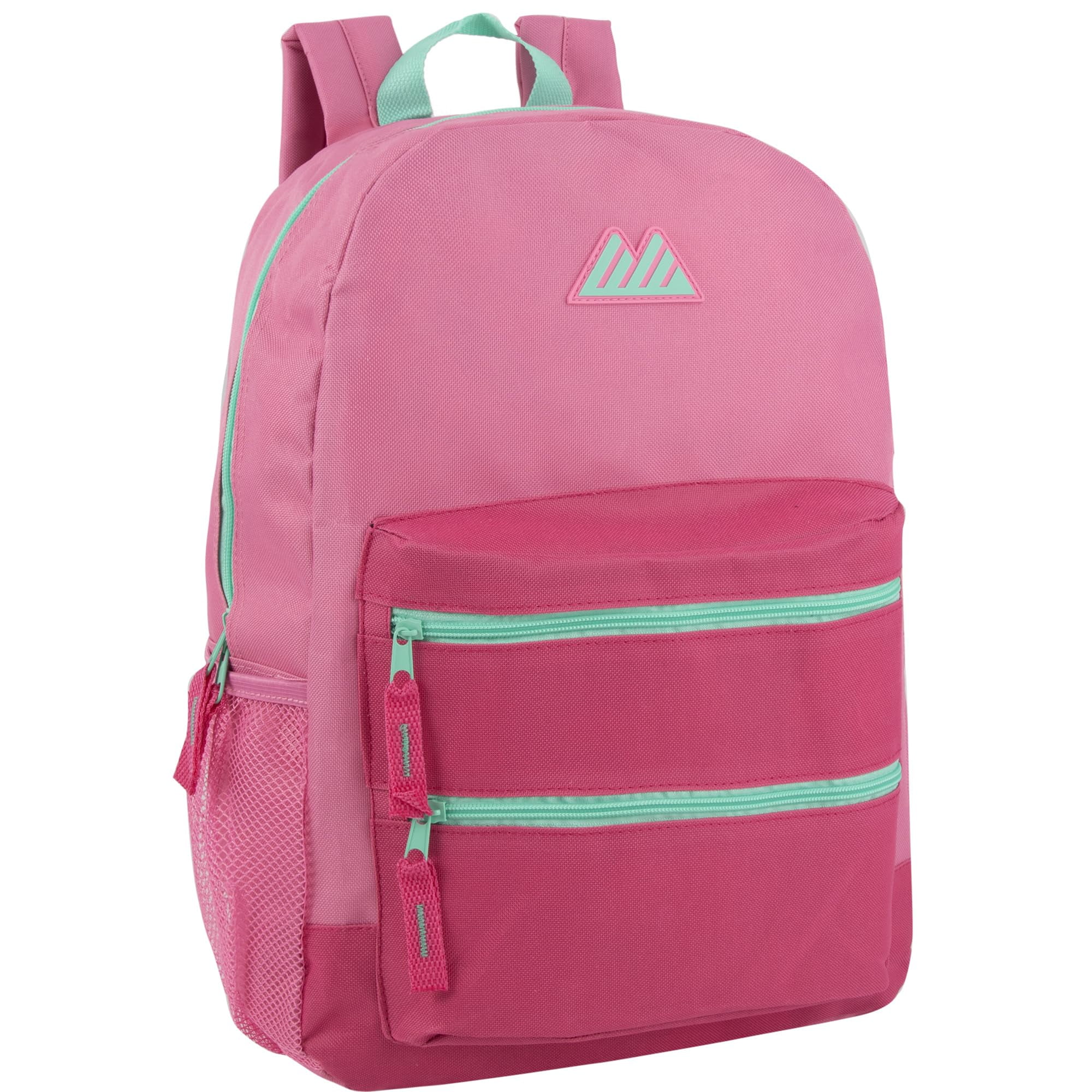 17 Inch Two Tone Color Multipocket Backpack with Pop Color Trim Accents ...